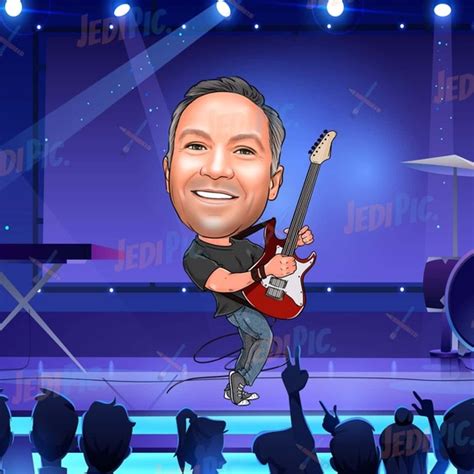 Personalized Guitarist Caricature Your Music Your Art Jedipic