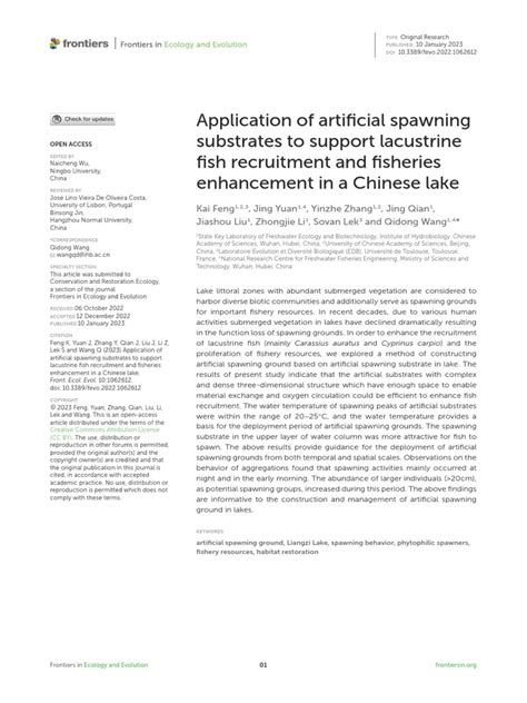 feng et al 2023 application of artificial spawning substrates to