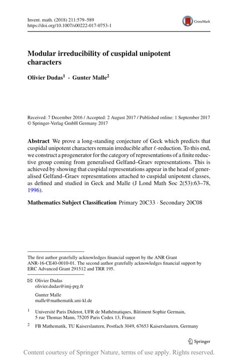 Modular Irreducibility Of Cuspidal Unipotent Characters