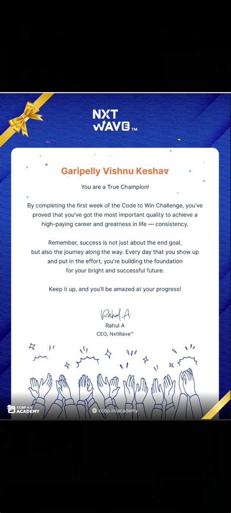 Vishnu G On Linkedin Successfully Completed First Week Of Code To Win Challenge With The Help