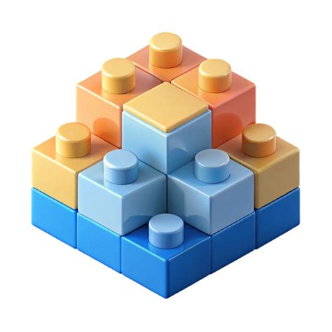 Dramatic Reflective Retro Isometric Set Of Building Blocks Crisp Edges Flat Color With