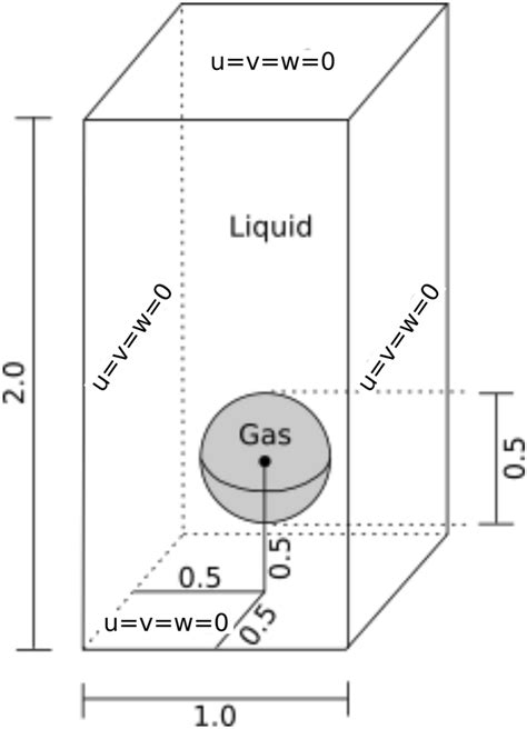 initial configuration and boundary conditions for the bubble rising