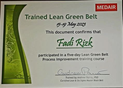 Fadi Rizk On Linkedin Lean Green Belt Training