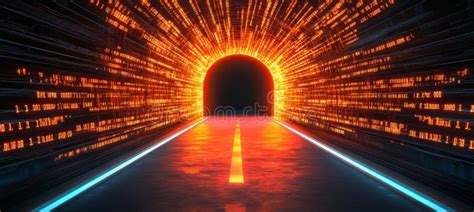 Futuristic Tunnel With Binary Code Big Data Tunnel Abstract