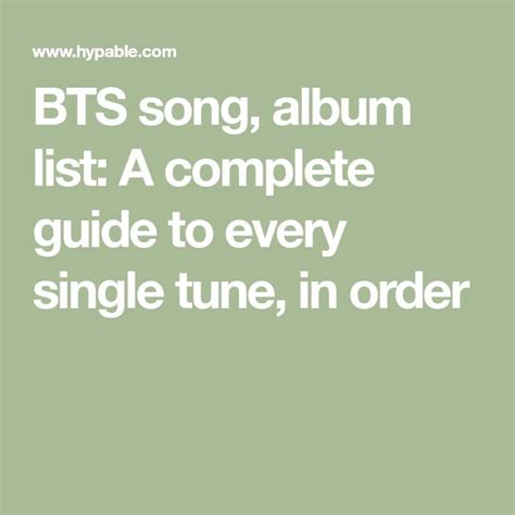 Bts Song And Album List A Complete Guide