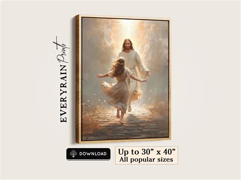 Jesus Running Teen Girl Printable Art Christian Wall Art Bible Story