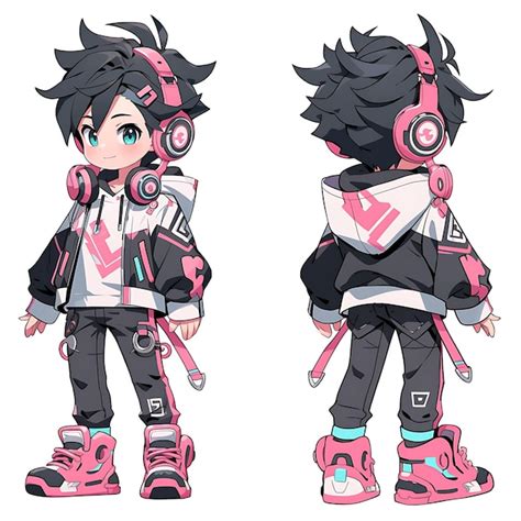 Premium Photo Character Of Male Dj Chibi Kawaii Music Producer Edm Fashion Neon Concept