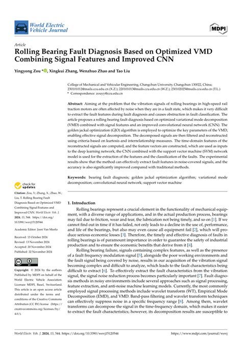 Pdf Rolling Bearing Fault Diagnosis Based On Optimized Vmd Combining Signal Features And