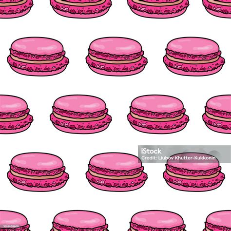 마카롱 완벽 한 패턴입니다 스케치 스타일에서 프랑스 아몬드 마 카 롱도 배경입니다 벡터 일러스트 레이 션 0명에 대한 스톡 벡터 아트 및 기타 이미지 Istock