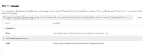 microsoft purview 규정 준수 포털의 사용 권한 microsoft learn
