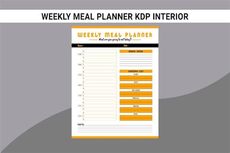 Premium Vector Weekly Meal Planner Kdp Interior