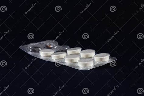 Studio Shot of a Blister Pack for Prescription Drug Medicine with White Pills of Opioids ...