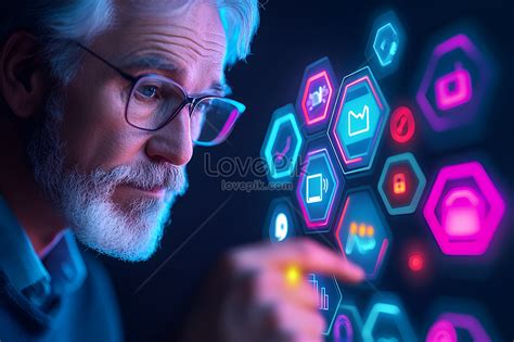 사업가 터치 스크린 배경 사진 및 창의적인 일러스트 무료 다운로드 Lovepik