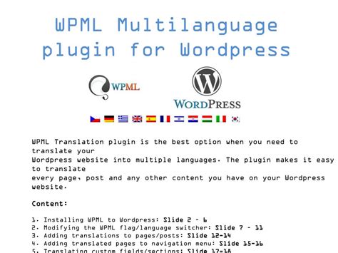 Ppt Wpml Multilanguage Plugin For Wordpress Powerpoint Presentation Free Download Id 5569725