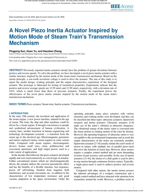 Pdf A Novel Piezo Inertia Actuator Inspired By Motion Mode Of Steam