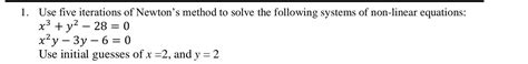 Solved Use Five Iterations Of Newton S Method To Solve The Chegg