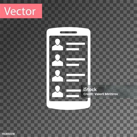 투명 한 배경에 고립 된 화면 아이콘에 연락처와 흰색 스마트 폰 수신 전화 전화 화면에 사람들 연락처를 호출 합니다 벡터 일러스트 개념에 대한 스톡 벡터 아트 및 기타
