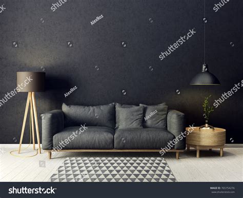 소파와 램프를 갖춘 현대적인 거실스칸디나비아 인테리어 스톡 일러스트 765754276 Shutterstock