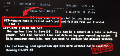 decoding the error 203 memory module failed self test how do i fix