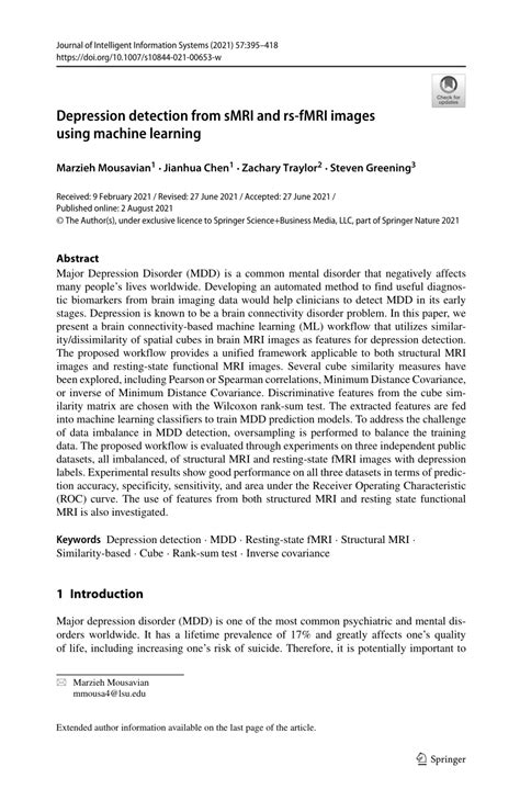 pdf depression detection from smri and rs fmri images using machine