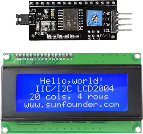 sunfounder iic i2c twi serial 2004 20x4 lcd module shield compatible with arduino r3 mega2560