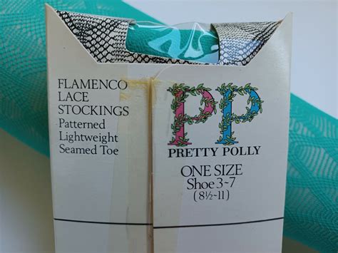 Pretty Polly S Vintage Flamenco Lace Elegant Pattern Stockings Jade Green Ebay
