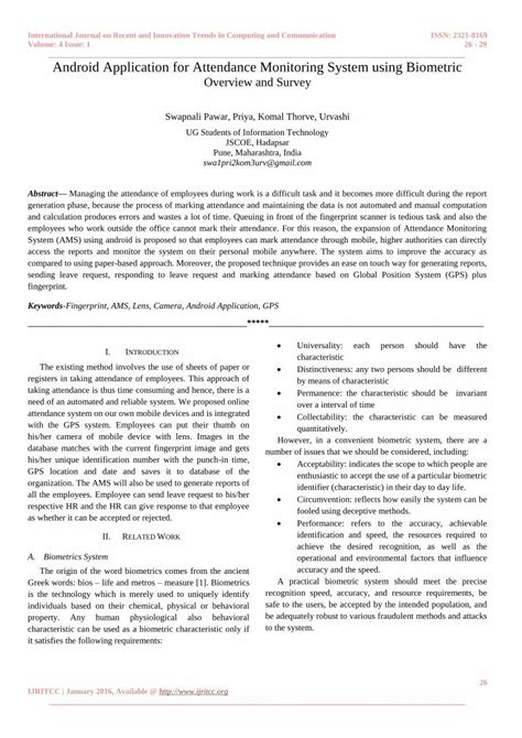 Pdf Android Application For Attendance Monitoring System Using