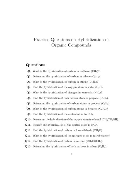 Practice Set Of Hybridization Pdf