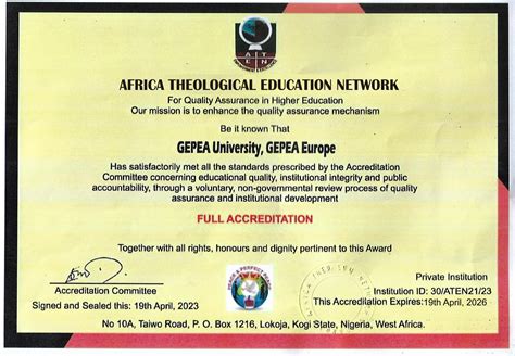 Accreditation Certificate Gepea Education