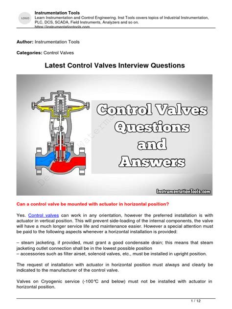Control Valves Interview Questions Pdf