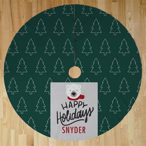 Happy Holidays Polar Bear Christmas Tree Skirt