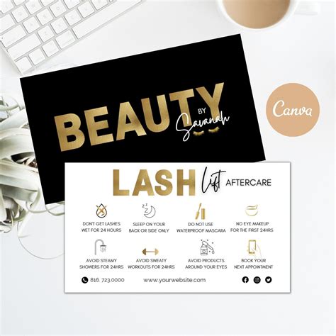 Lash Lift Aftercare Template Editable Eyelash Lift Care Card Printable Lash Curl And Tint Care