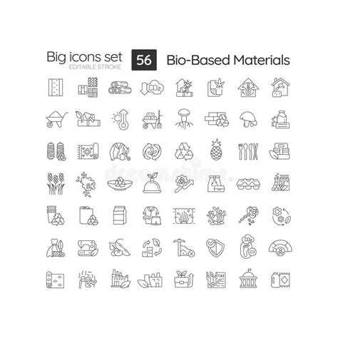 Bio Based Materials Linear Icons Set Stock Illustration Illustration