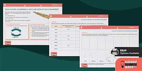 Solar System Astronomical Units And Scientific Notation Activity