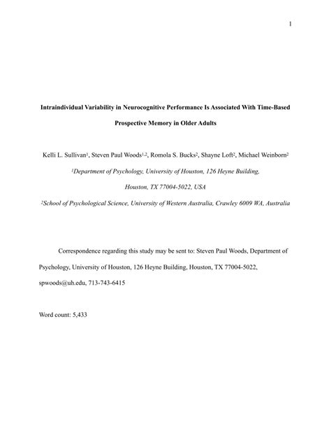 Pdf Intraindividual Variability In Neurocognitive Performance Is