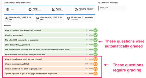 How To Grade And Review Quizzes Lifterlms