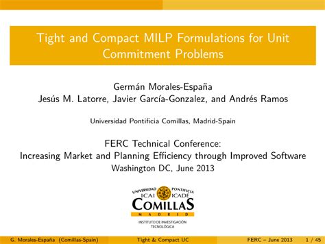Pdf Tight And Compact Milp Formulations For Unit Commitment Problems