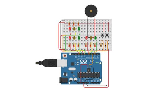 Circuit Design Semaforo Doppio Con Chiamata Tinkercad
