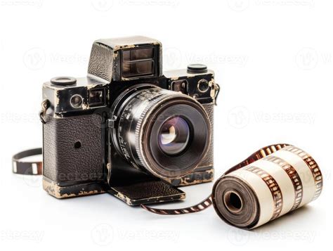 Vintage Camera With Film Roll Showcasing Classic Photography Equipment