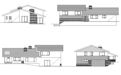 Residential Housing Building Structure Elevation 2d View Layout Autocad File