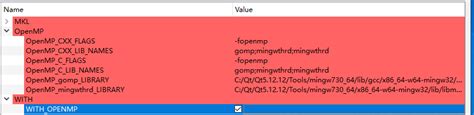 windows10 64环境下用qt5 12 12自带的mingw730 64构建编译opencv4 1 0时cmake 3 20 6中的参数