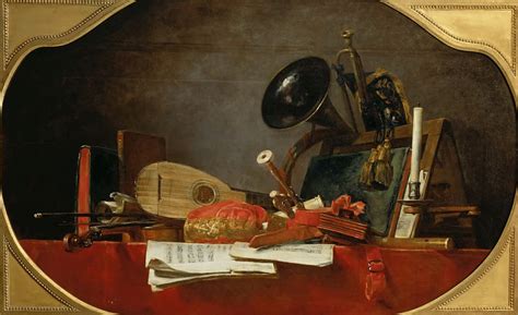 Натюрморт с атрибутами музыки картина — Жан Батист Симеон Шарден