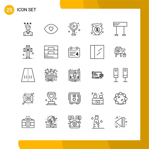 25 Icon Set Line Style Icon Pack Outline Symbols Isolated On White Backgound For Responsive