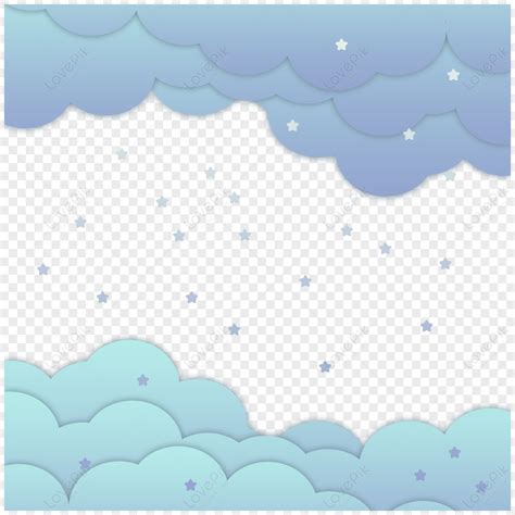 별 구름 일러스트 종이 컷 블루 그라데이션 테두리 만화 틀 하늘만화구름무늬 Png 일러스트 무료 다운로드 Lovepik