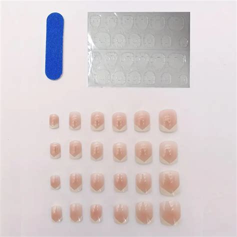 24피스 짧은 정사각형 혼합 색상 시스템 프레스 온 네일 홀로그램 마감 젤리 접착제 및 네일 파일 포함 천연 유백색 반투명 인조 손톱 세트 최신 트렌드를 쇼핑하세요