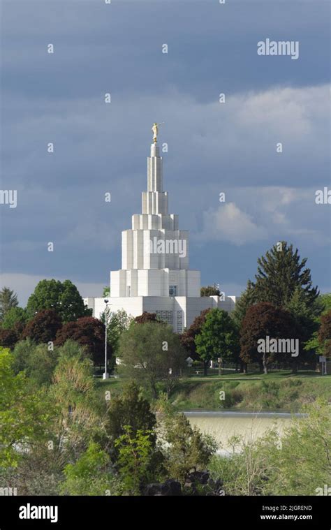 A Vertical Shot Of The Idaho Falls Temple The Church Of Jesus Christ Of Latter Day Saints Stock