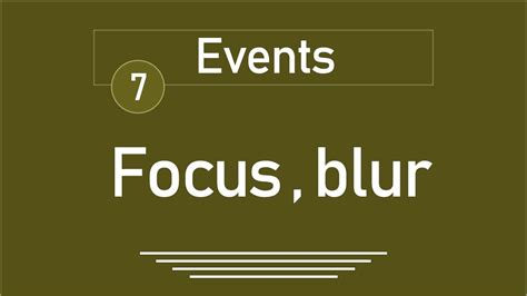 JQuery Tutorial Events Focus Focusin Focusout Blur YouTube