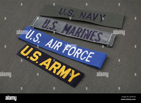 US Military Concept On Olive Green Uniform Background Stock Photo Alamy