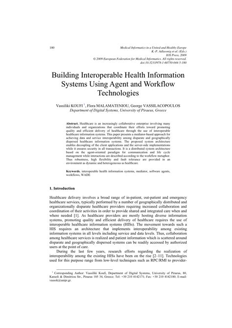 Pdf Building Interoperable Health Information Systems Using Agent And Workflow Technologies