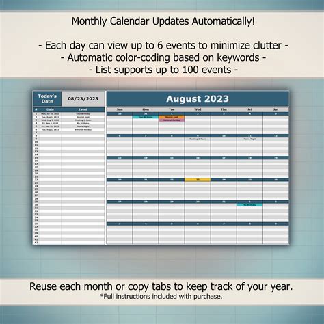 Editable Monthly Calendar Automated Task Planner V1 0 Etsy